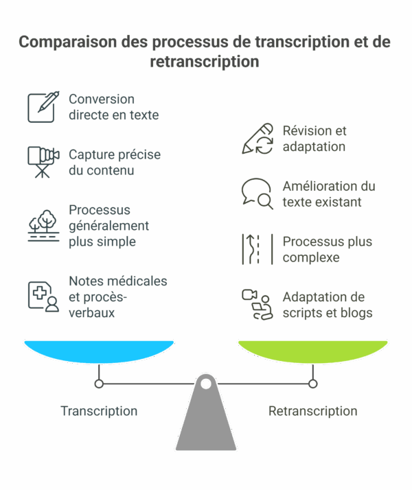 Transcription ou retranscription : différences et usages